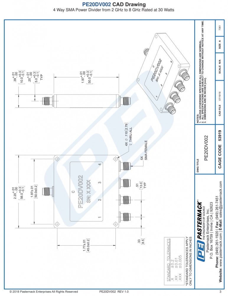 PE20DV002 technical document page 3