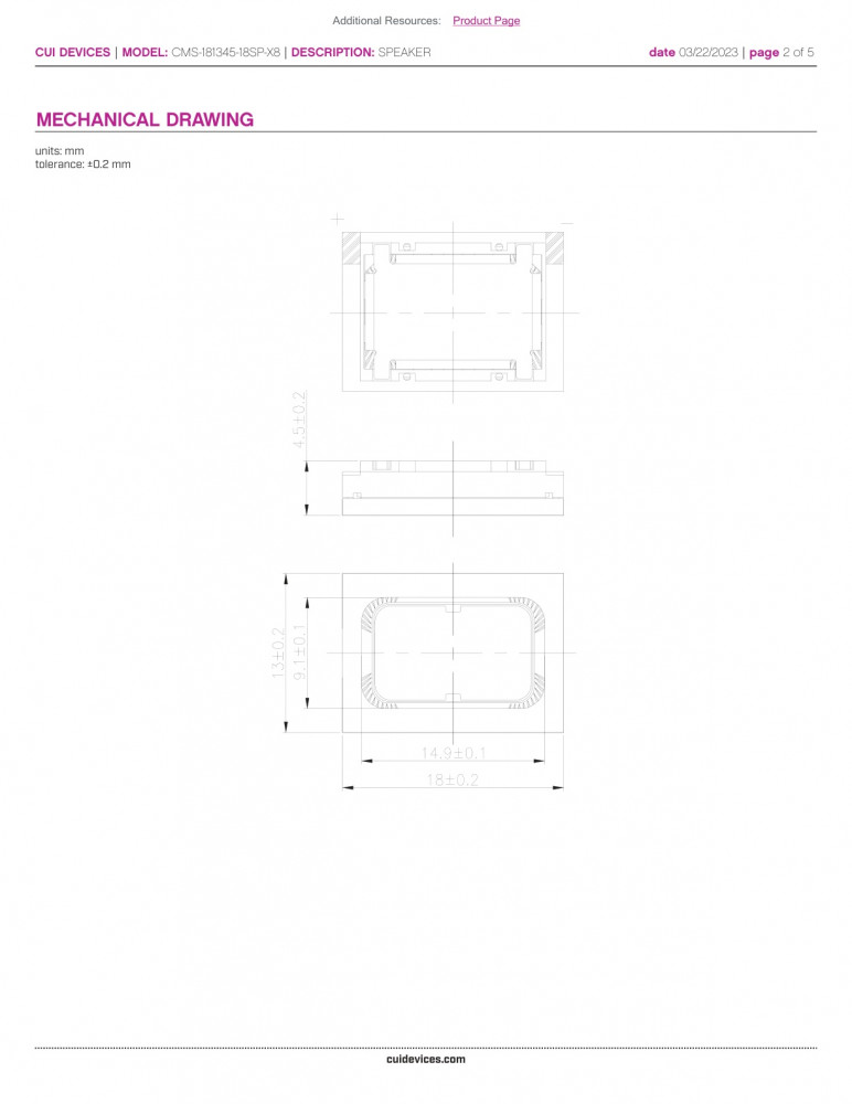 CMS-181345-18SP-X8 technical document page 2