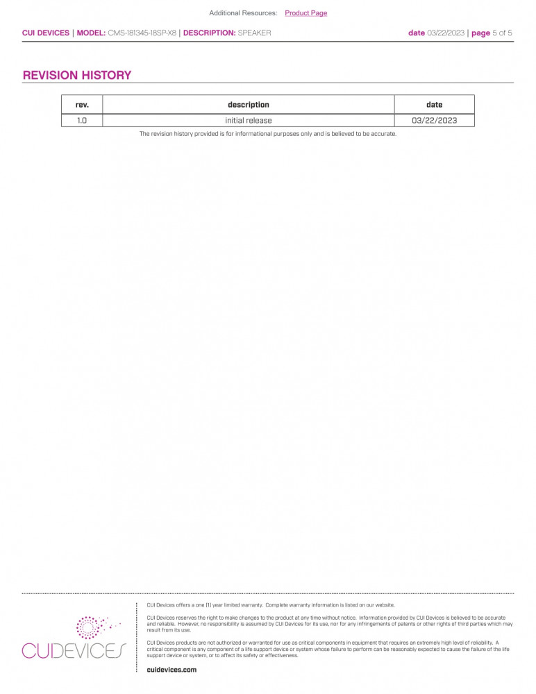 CMS-181345-18SP-X8 technical document page 5