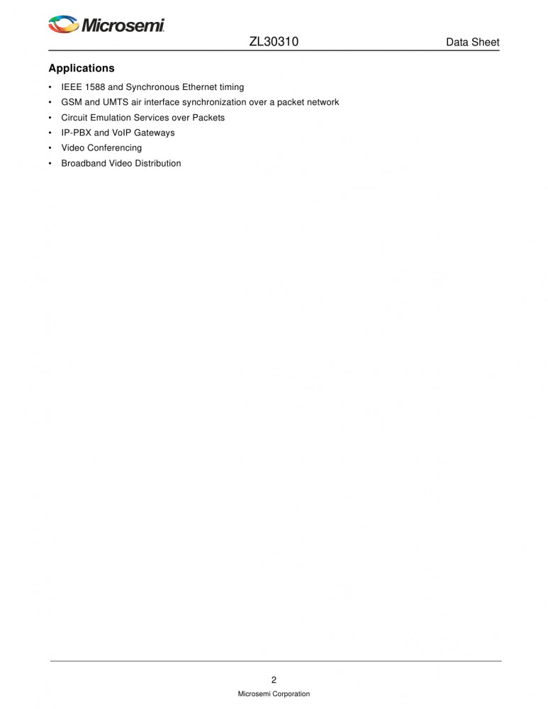 ZL30310 datasheet page 2