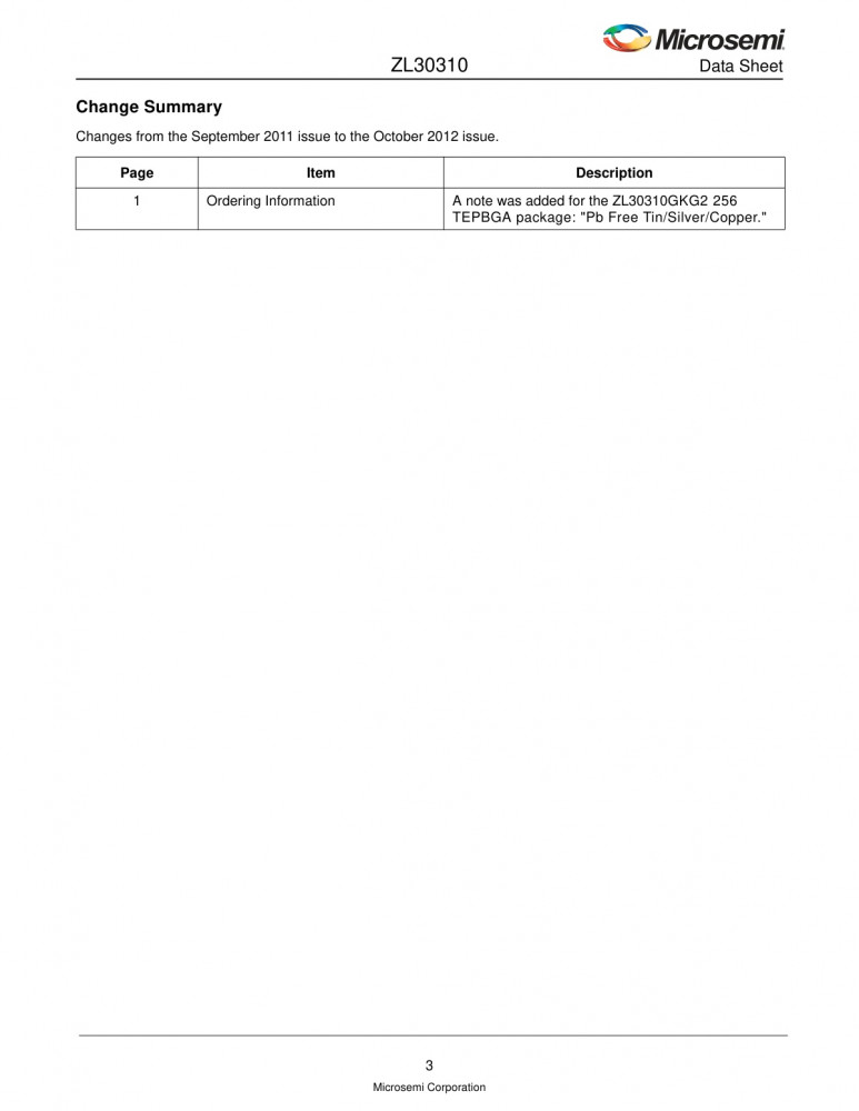 ZL30310 datasheet page 3