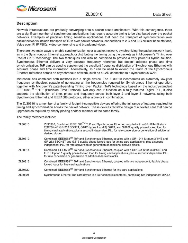 ZL30310 datasheet page 4