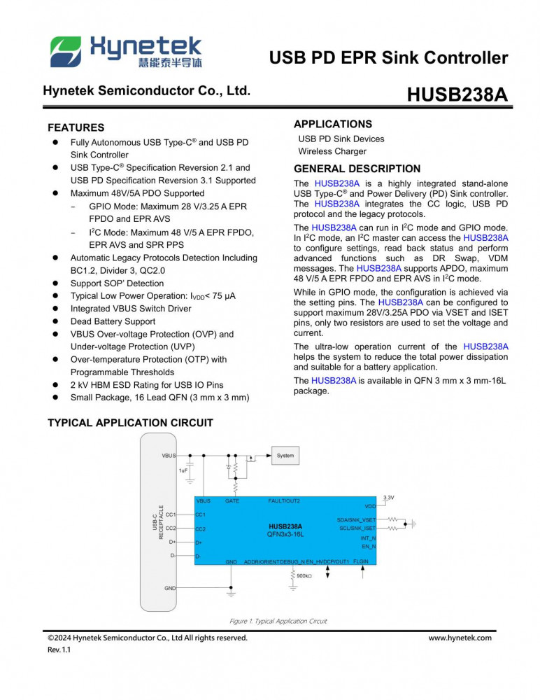 HUSB238A datasheet page 1