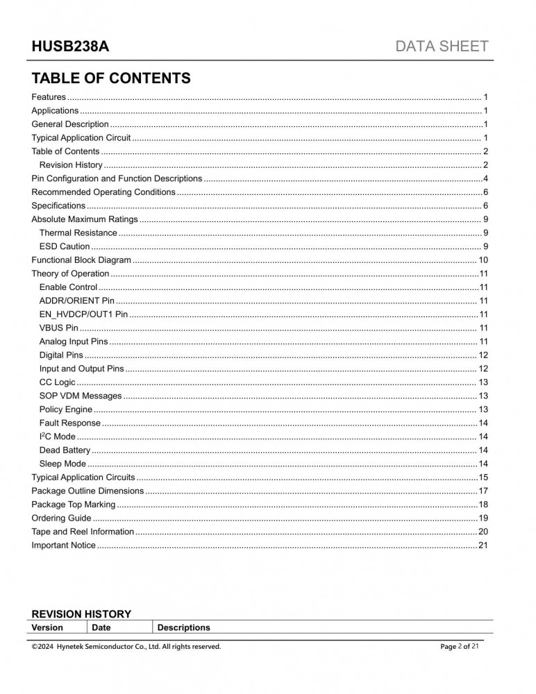 HUSB238A datasheet page 2