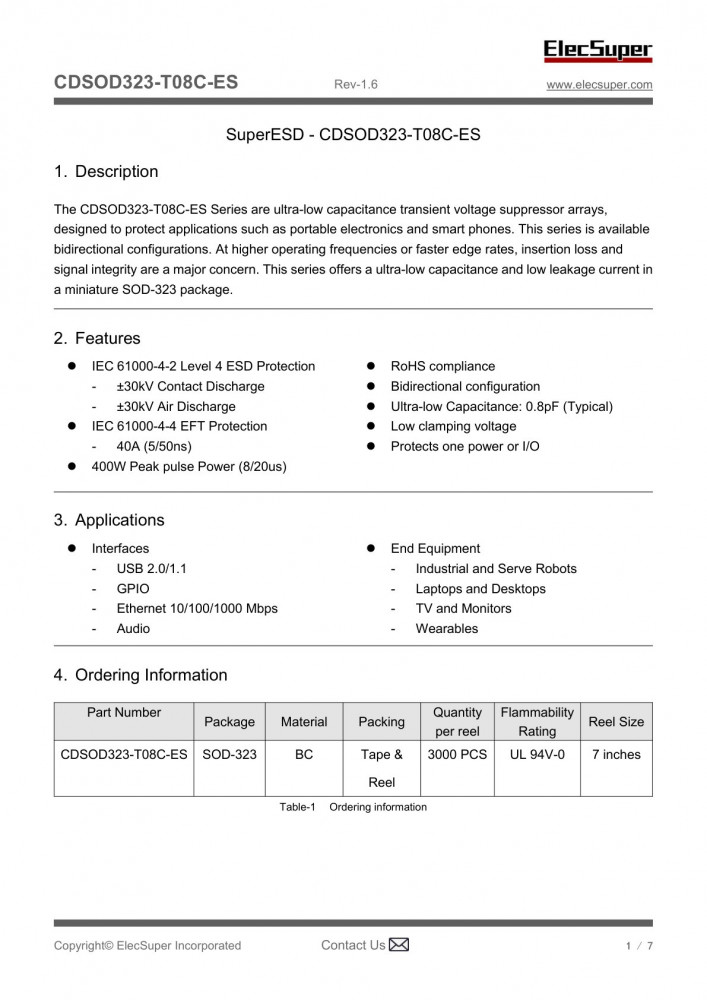CDSOD323-T08C-ES datasheet page 1
