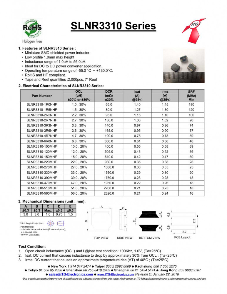 SLNR3310 product datasheet image