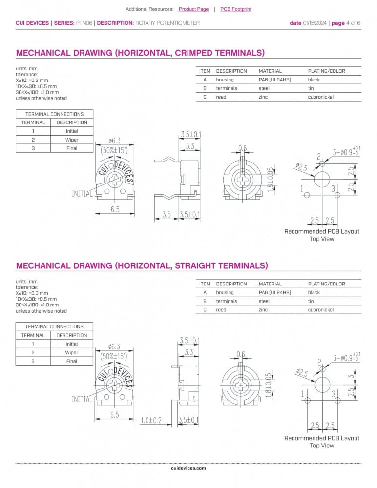CUI PTN06 datasheet page 4