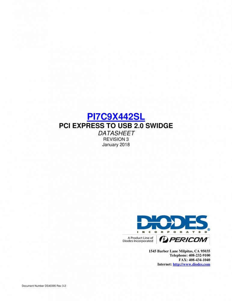 PI7C9X442SLBFDE datasheet page 1