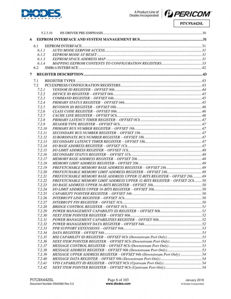 PI7C9X442SLBFDE datasheet page 6