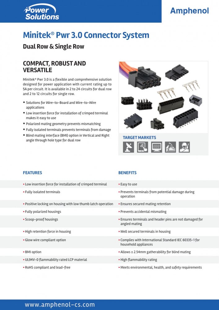 Amphenol Minitek Pwr 3.0 documentation page 1