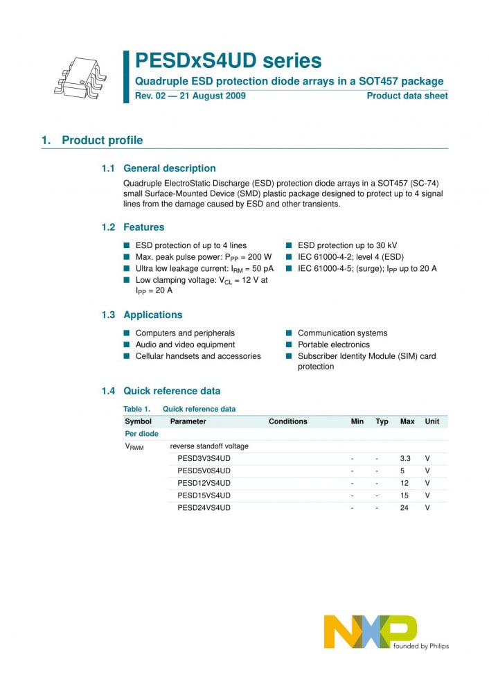 PESD5V0S4UD datasheet page 2