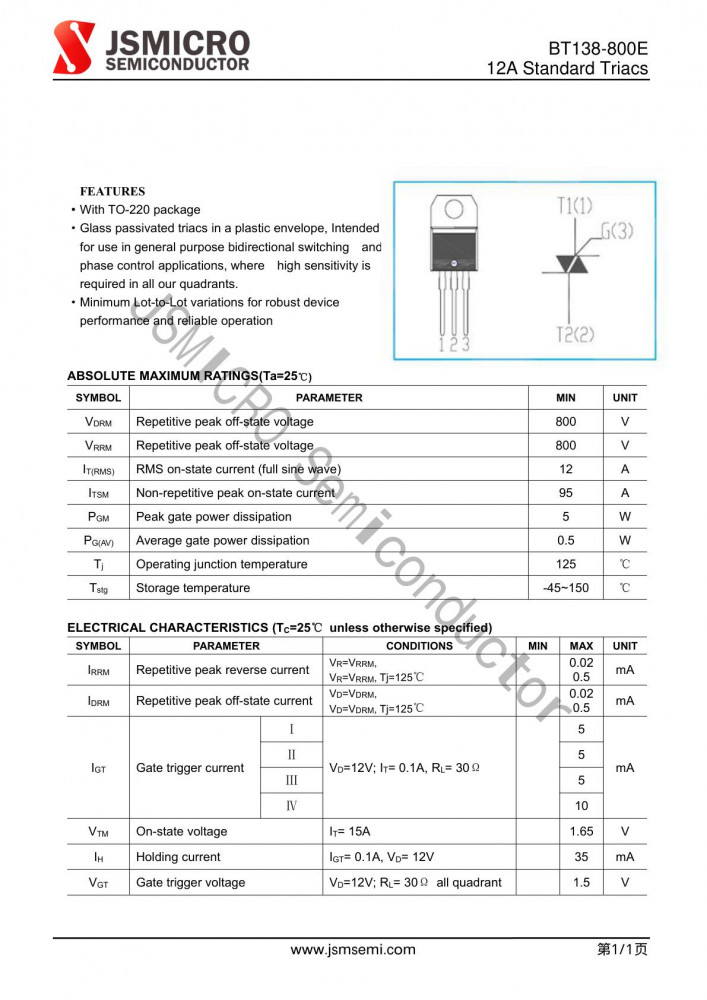 BT138-800E technical document preview