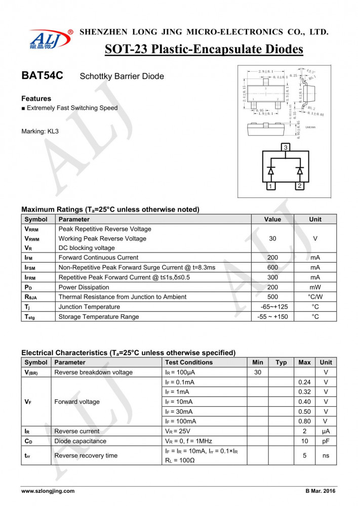 ALJ BAT54C datasheet page 1