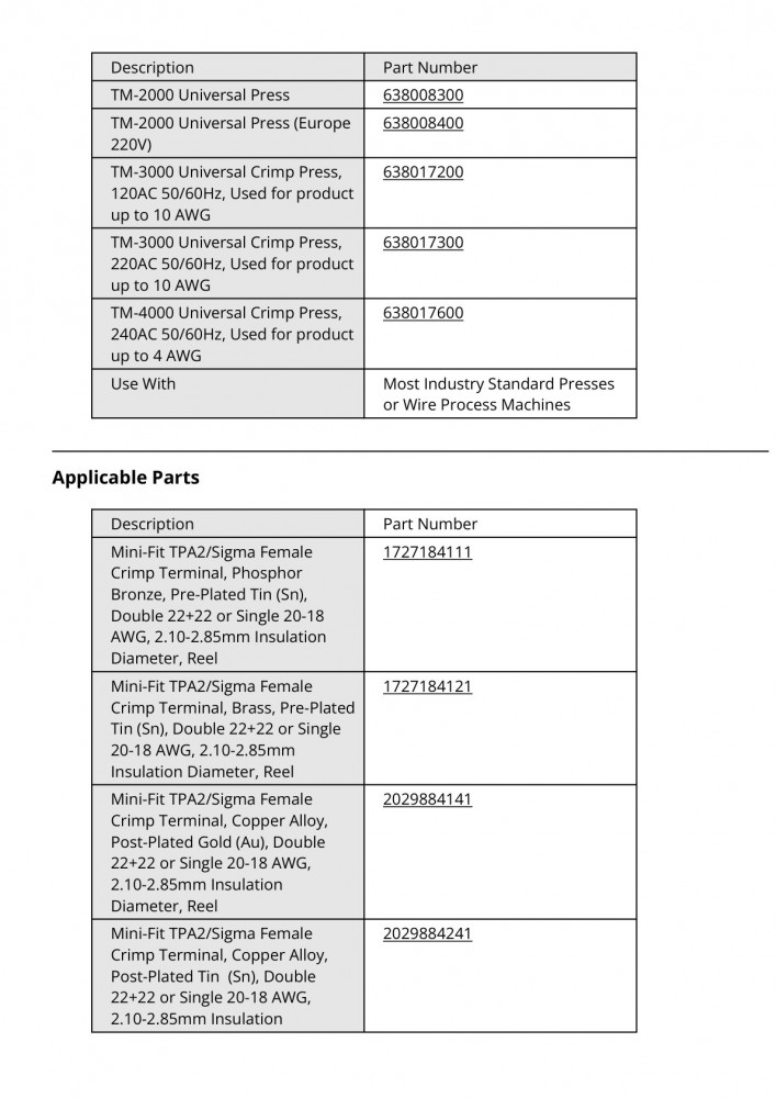 Molex 639036800 tooling document, page 3