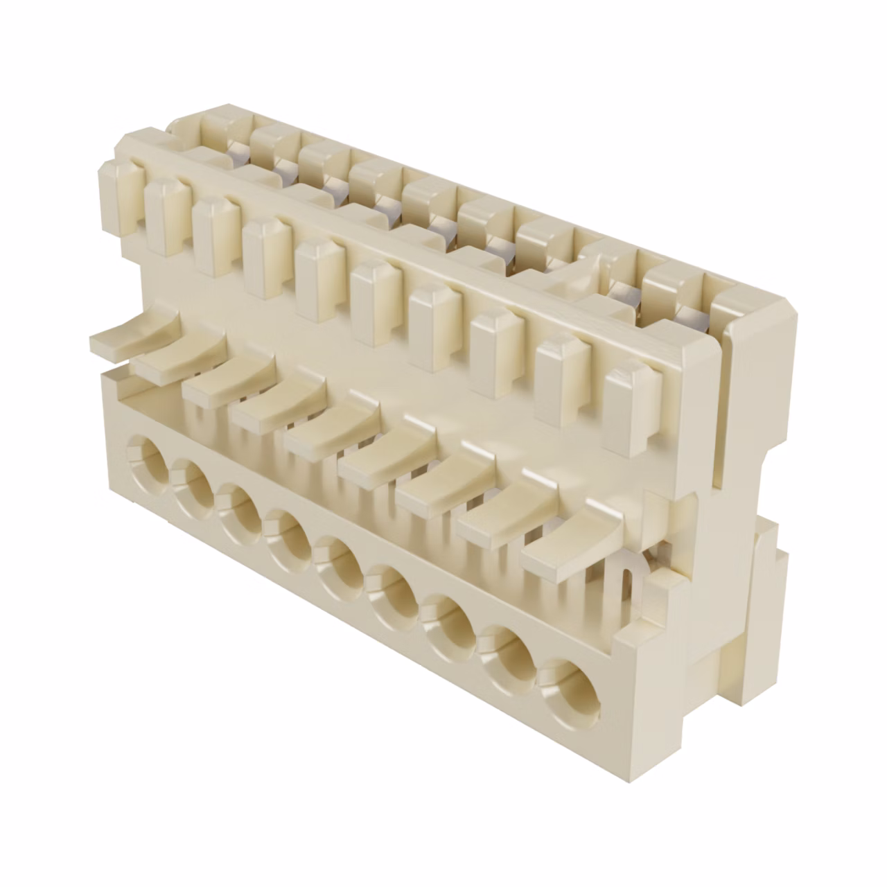 Appli-Mate RAST 2.5 Connector, 2.50mm Pitch, Female, 9 Circuits, Polarizing Rib Between 7/8, Locking Pips, Slotted Endwalls, Tin Plating for sale