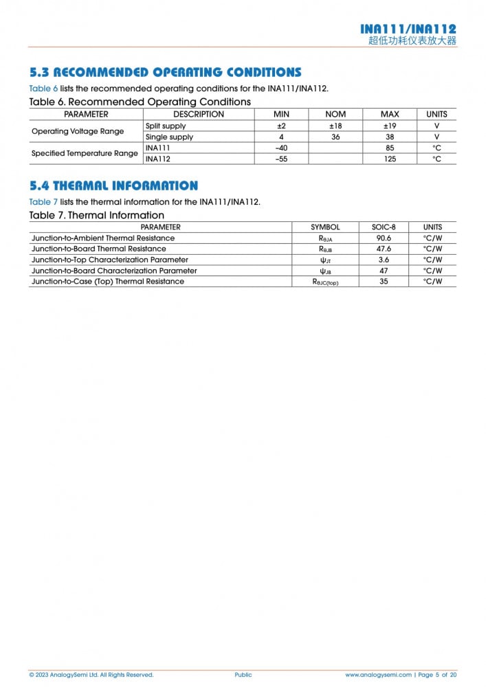 INA112 datasheet page 5