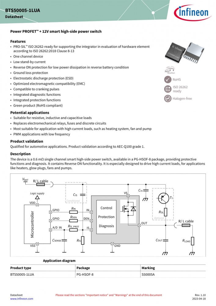BTS500051LUAAUMA1 datasheet page 1