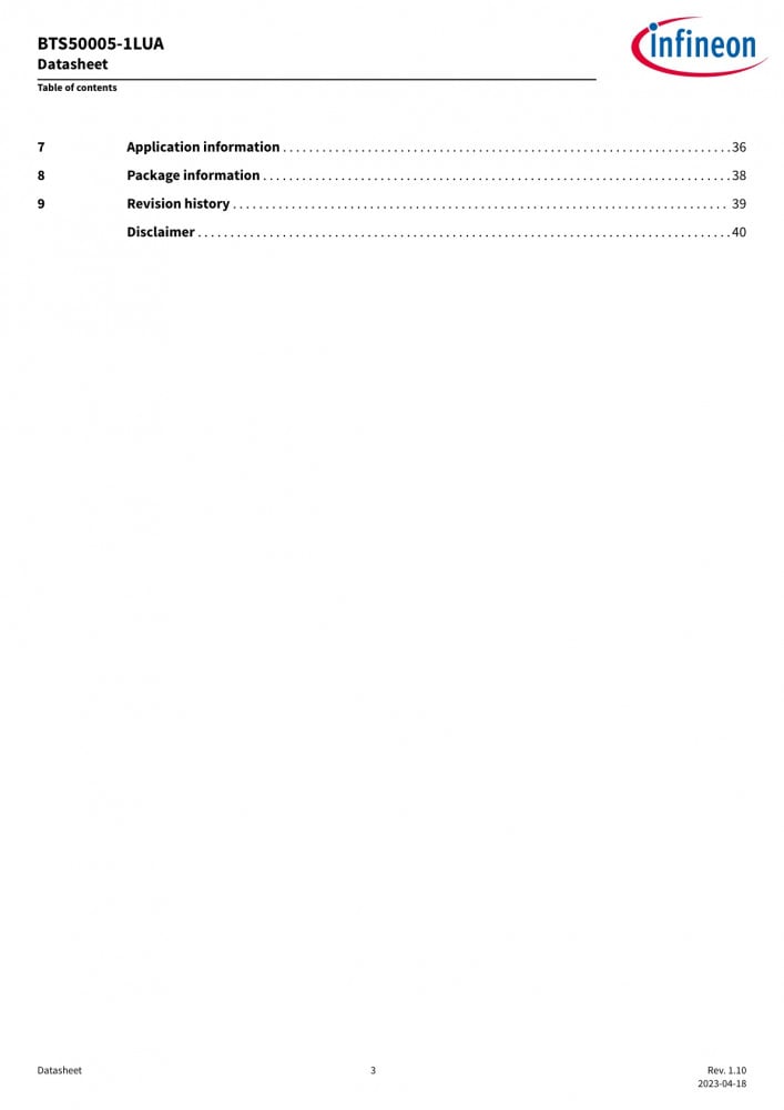 BTS500051LUAAUMA1 datasheet page 3