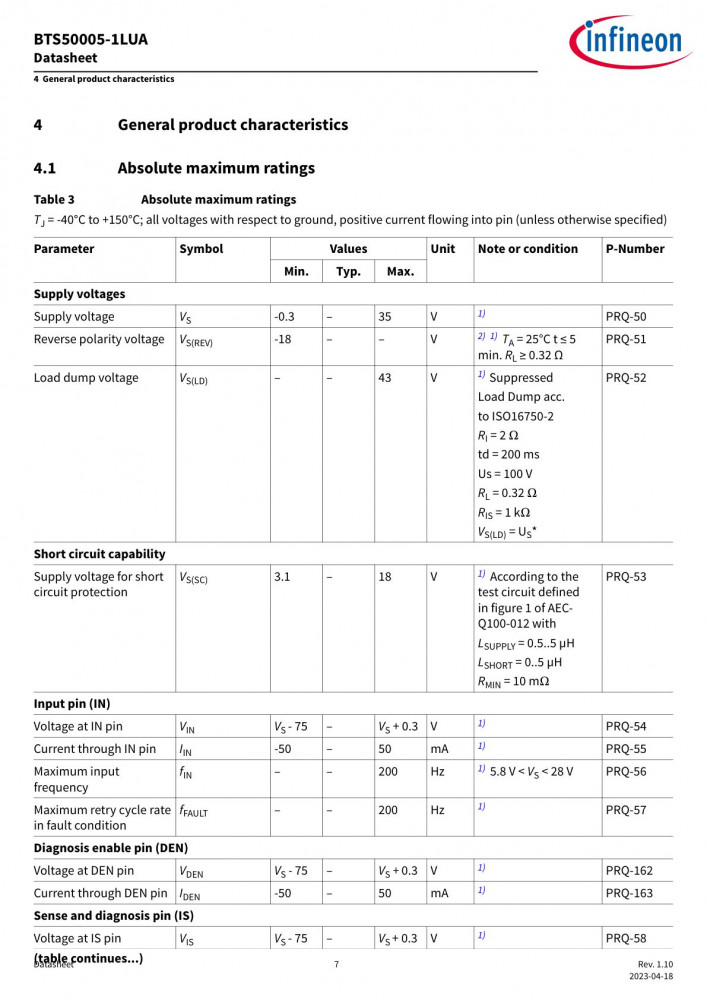 BTS500051LUAAUMA1 datasheet page 7