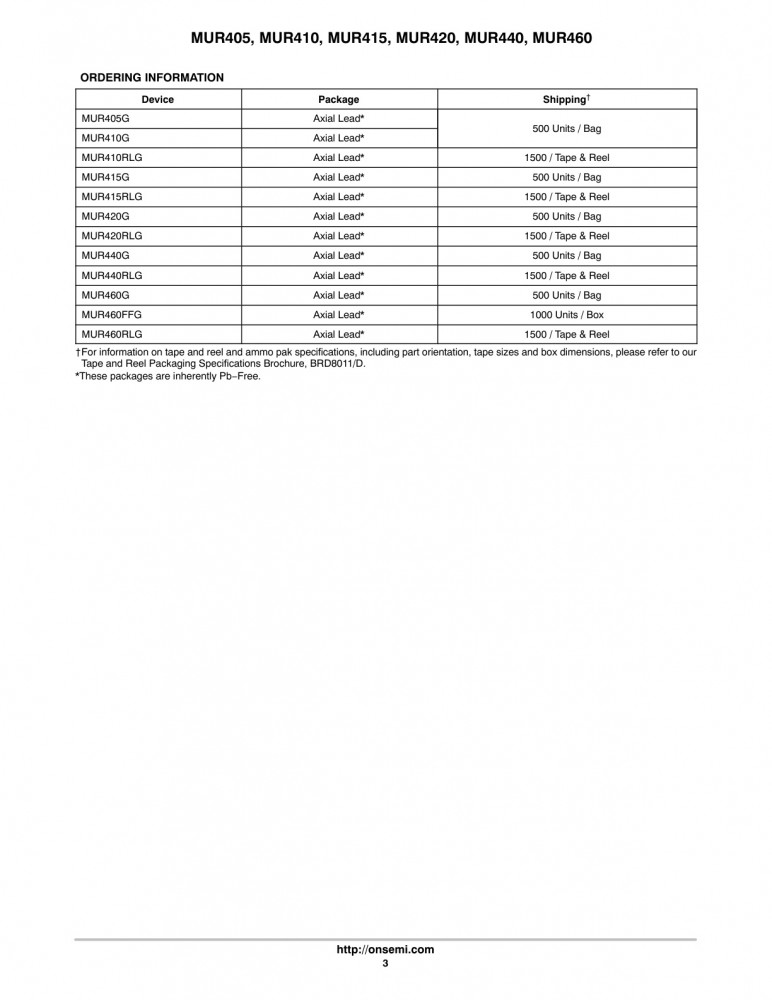 MUR420RLG datasheet page 3