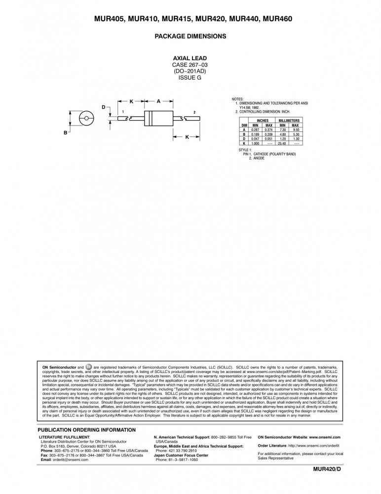 MUR420RLG datasheet page 8