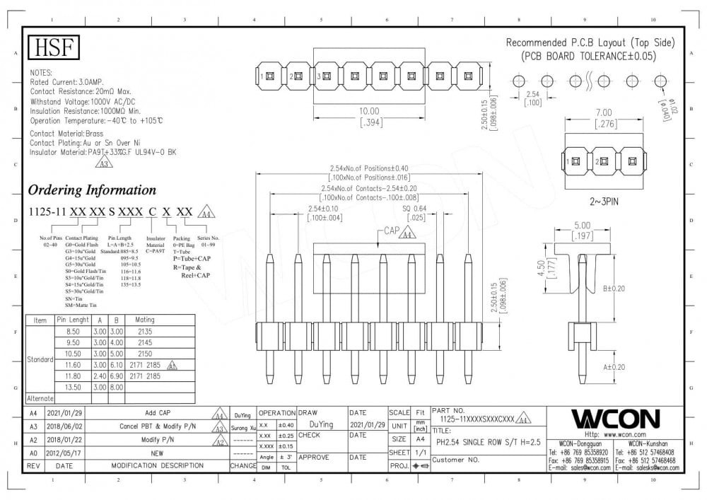 Wcon 1125-1114G0S085C001 technical drawing preview