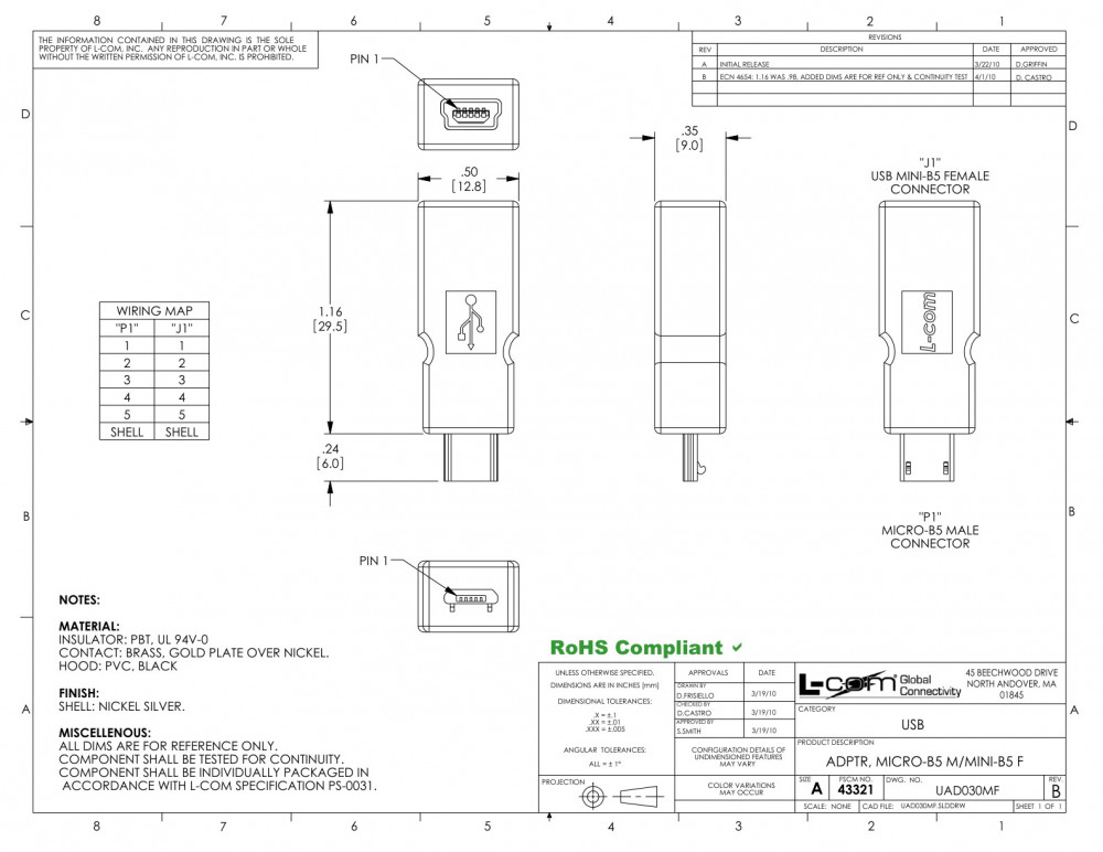 L-com UAD030MF technical drawing