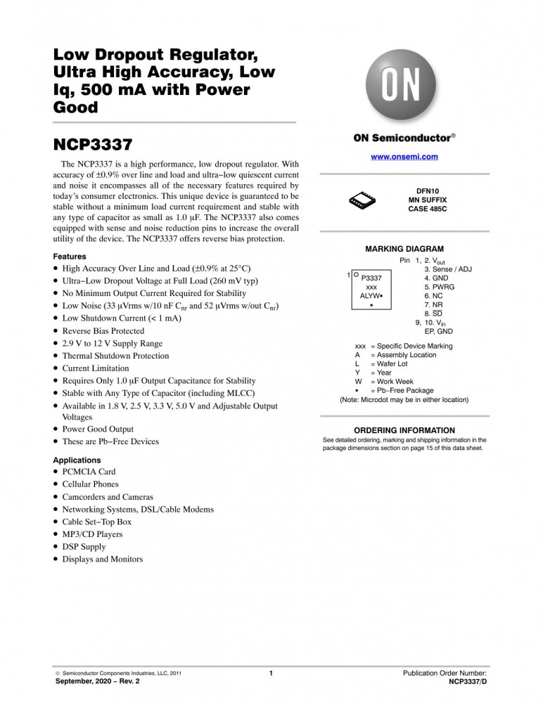 NCP3337 technical document page 1