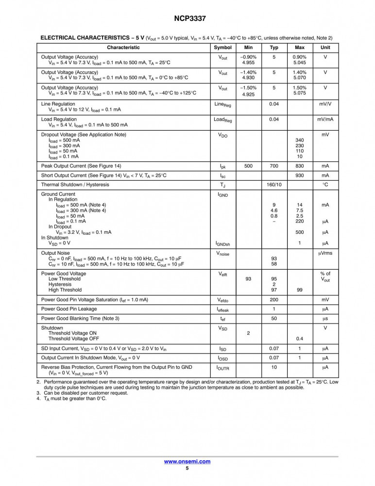 NCP3337 technical document page 5