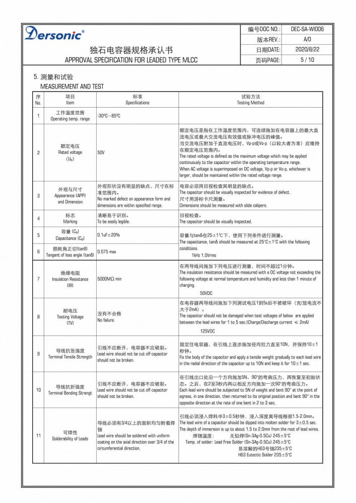 Dersonic approval specification page 6