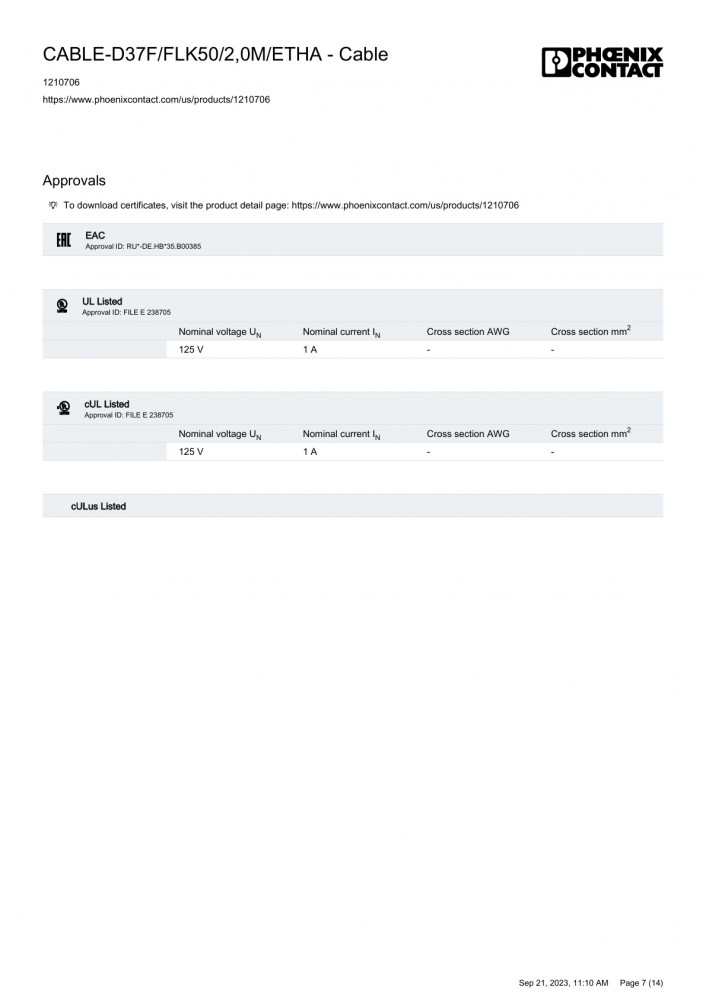 Phoenix Contact 1210706 technical document page 7
