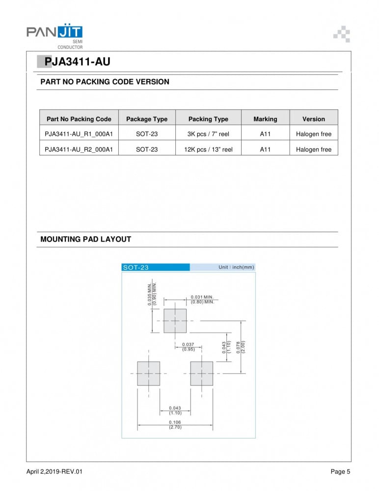 PJA3411-AU datasheet page 5