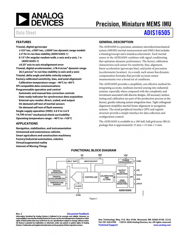 ADIS16505 datasheet page 1
