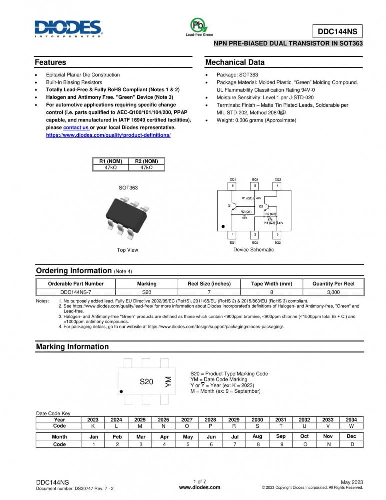 DDC144NS-7 datasheet page 1