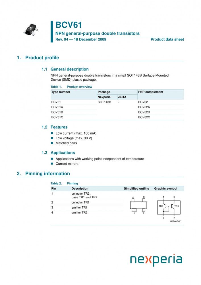 BCV61C technical document page 1