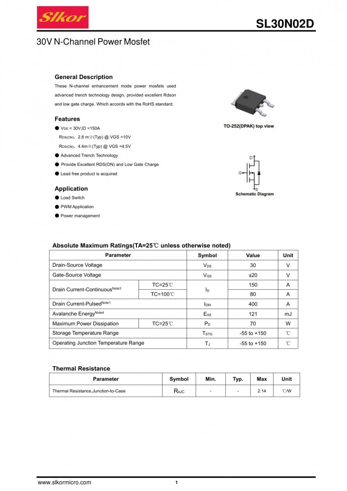 SL30N02D datasheet page 1