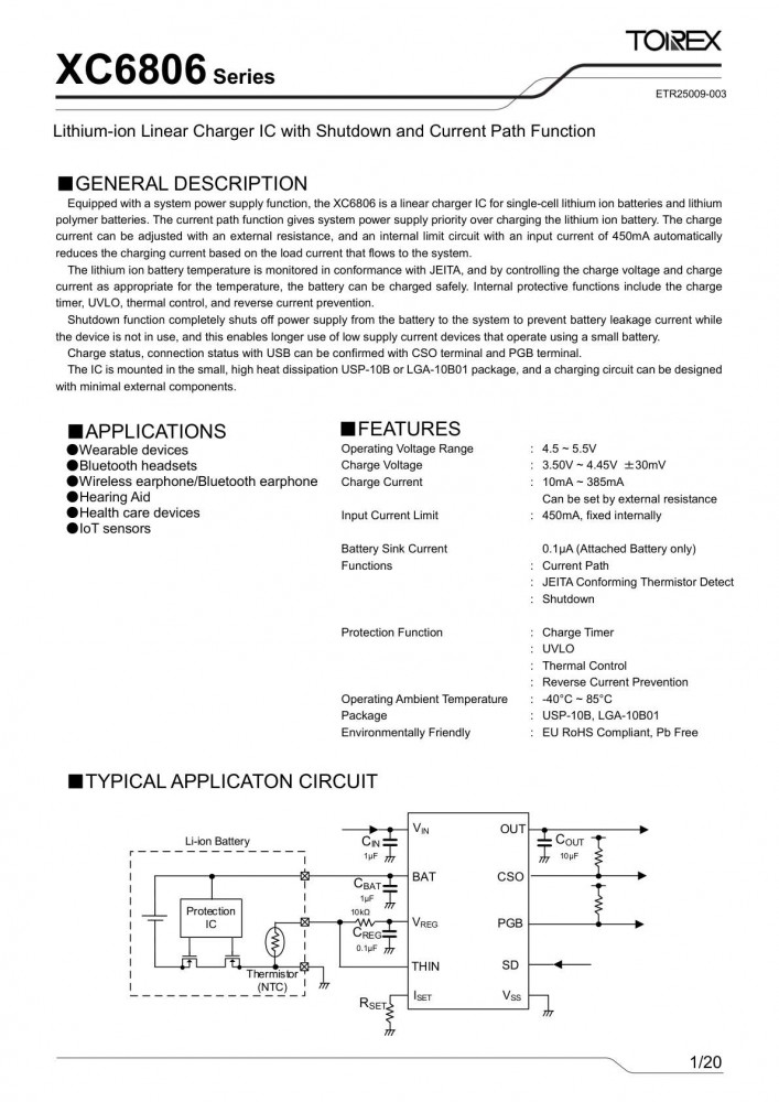 XC6806A43011-G technical document page 1