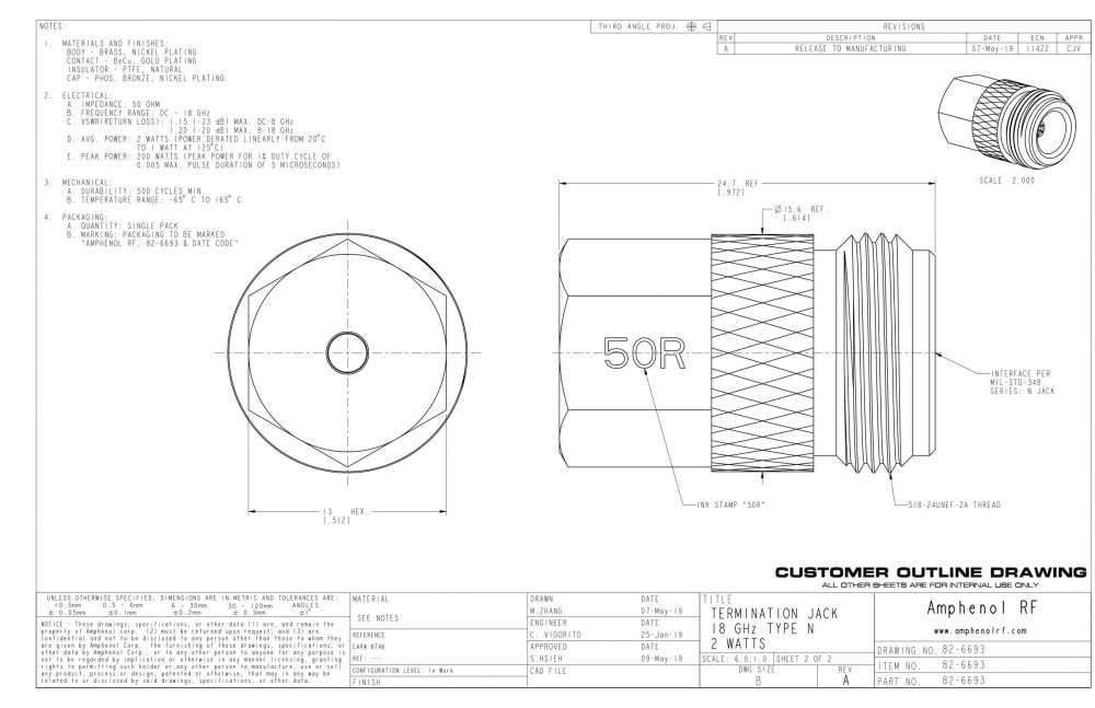 Amphenol 082-6693 technical drawing
