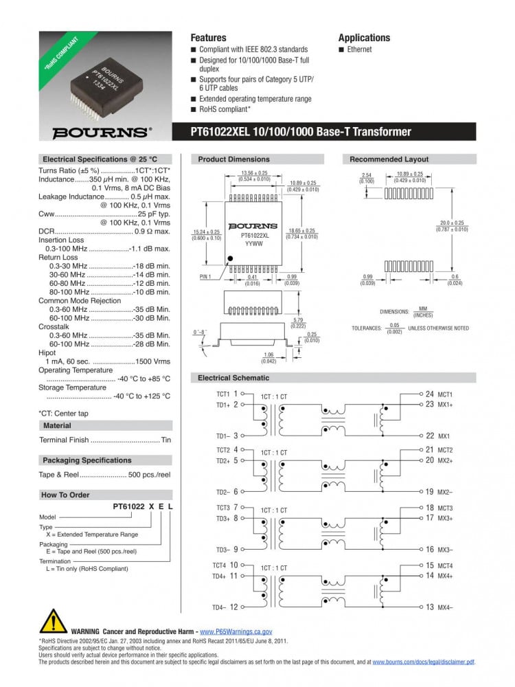 PT61022XEL datasheet page 1