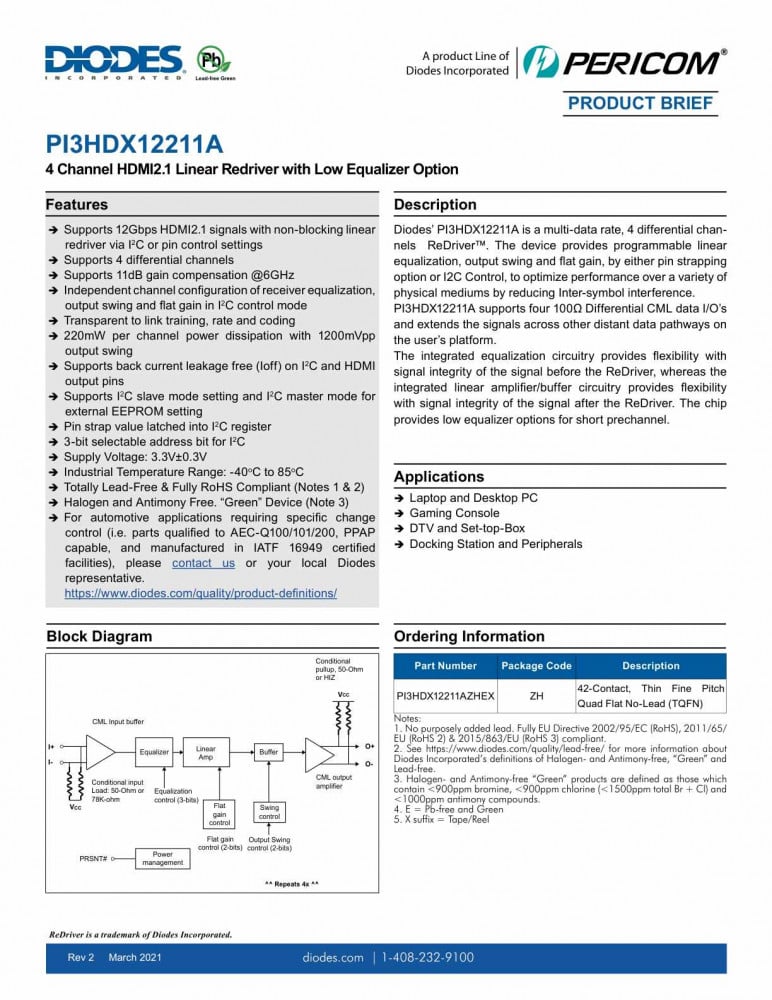 PI3HDX12211A technical document preview