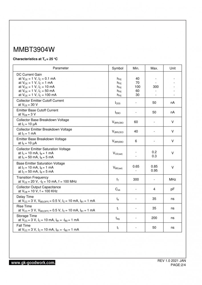 MMBT3904W datasheet page 2