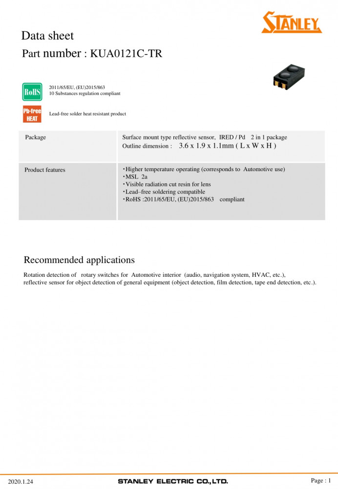 KUA0121C datasheet page 1