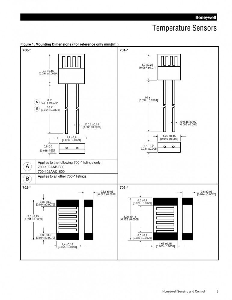 Honeywell 700 Series Platinum RTD datasheet page 3