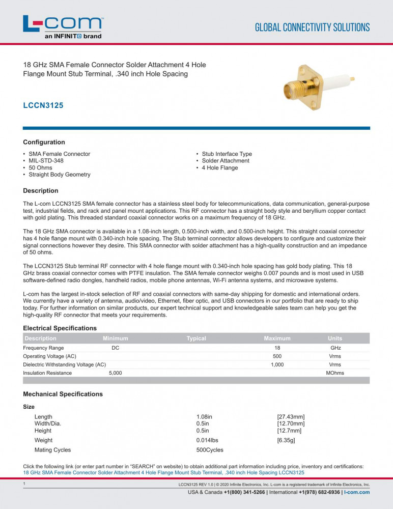 LCCN3125 product document page 1