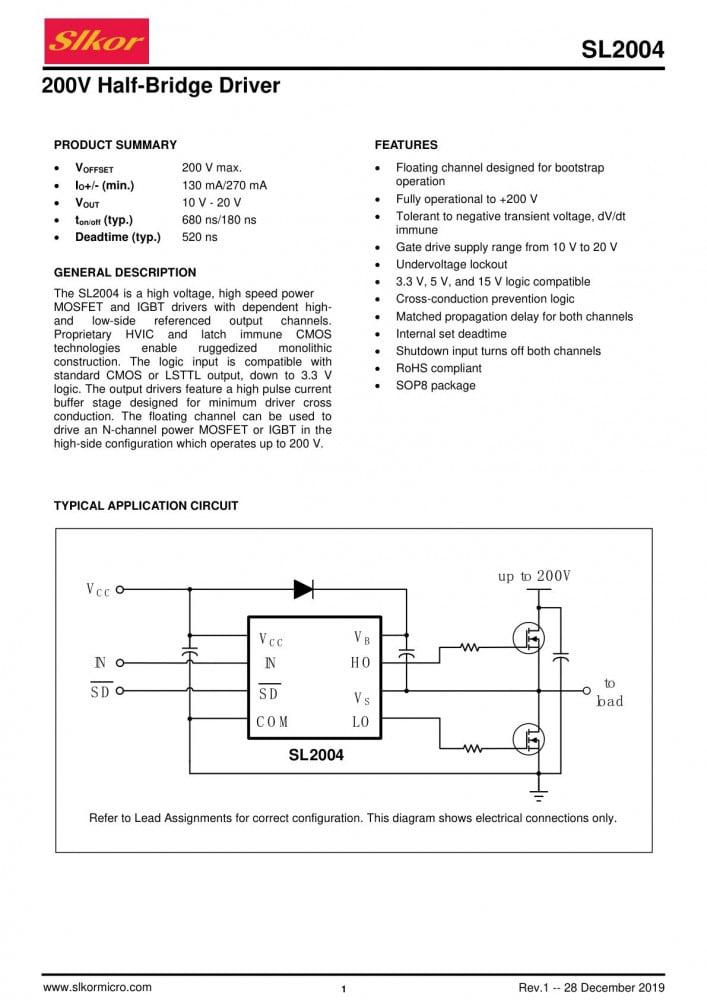 SL2004 datasheet page 1