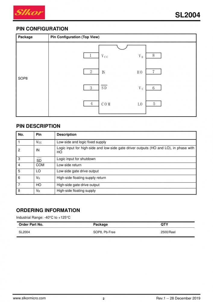 SL2004 datasheet page 2