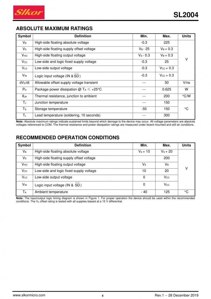 SL2004 datasheet page 4