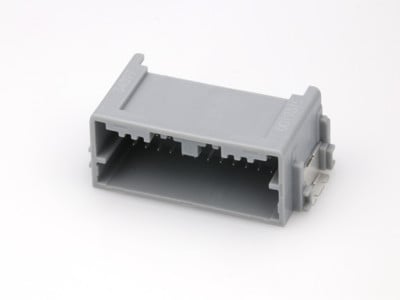 Mini50 Unsealed Header, UL 94 HB, Right-Angle, SMT, Dual Row, 12 Circuits, Tin (Sn) Plating, Polarization Option B, Gray, Tube