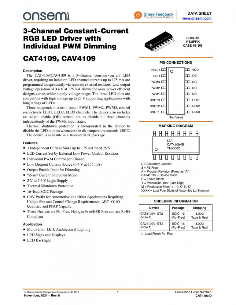 CAT4109 technical document page 1