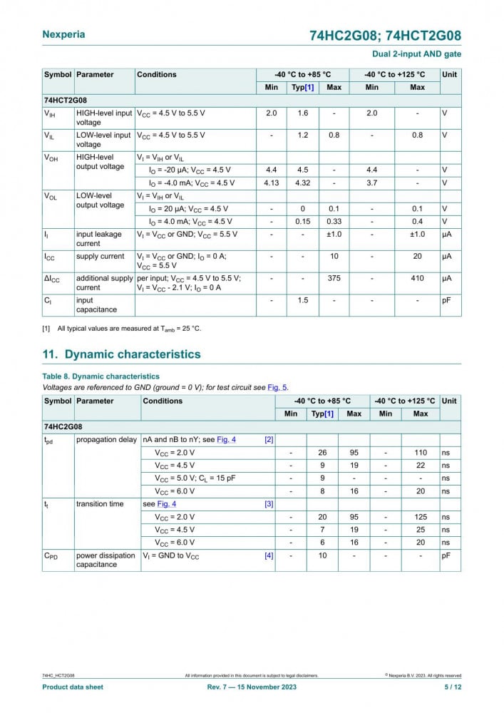 74HC2G08 datasheet page 5